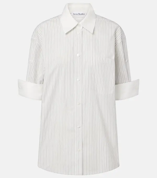 Acne Studios Striped Cotton Poplin Shirt - White