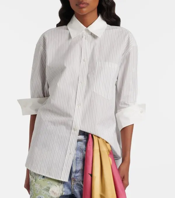 Acne Studios Striped Cotton Poplin Shirt - White