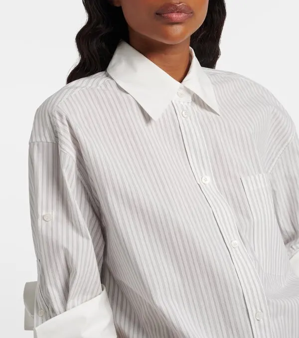 Acne Studios Striped Cotton Poplin Shirt - White