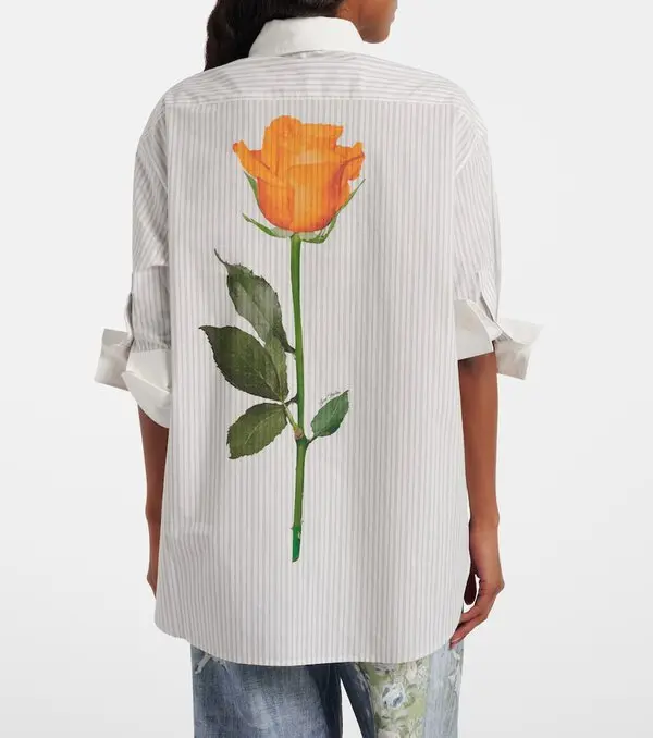 Acne Studios Striped Cotton Poplin Shirt - White