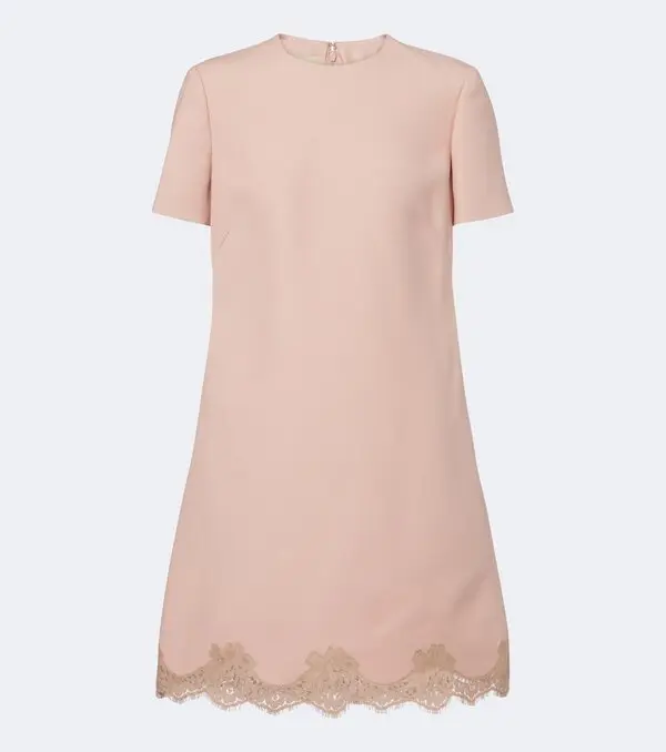 Valentino Garavani Crepe Couture Lace-trimmed Minidress - Pink