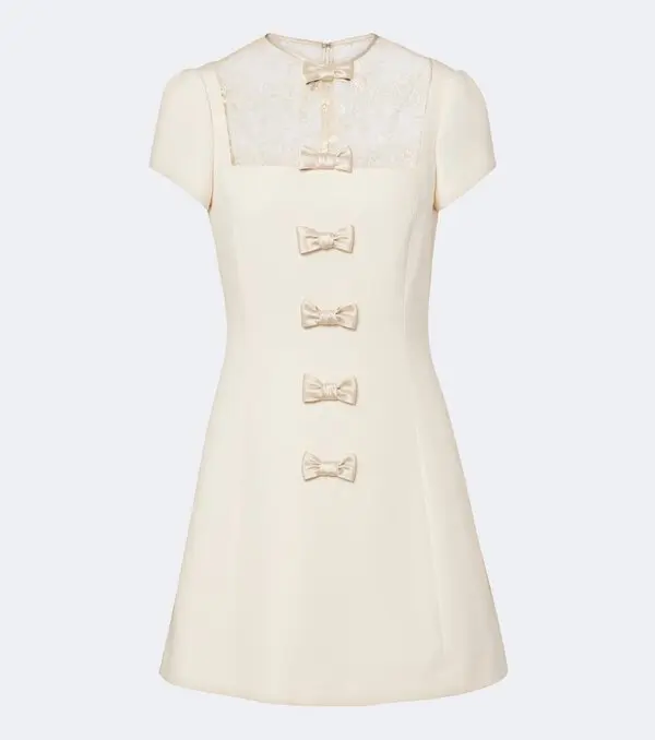 Valentino Garavani Crepe Couture Lace-trimmed Minidress - White