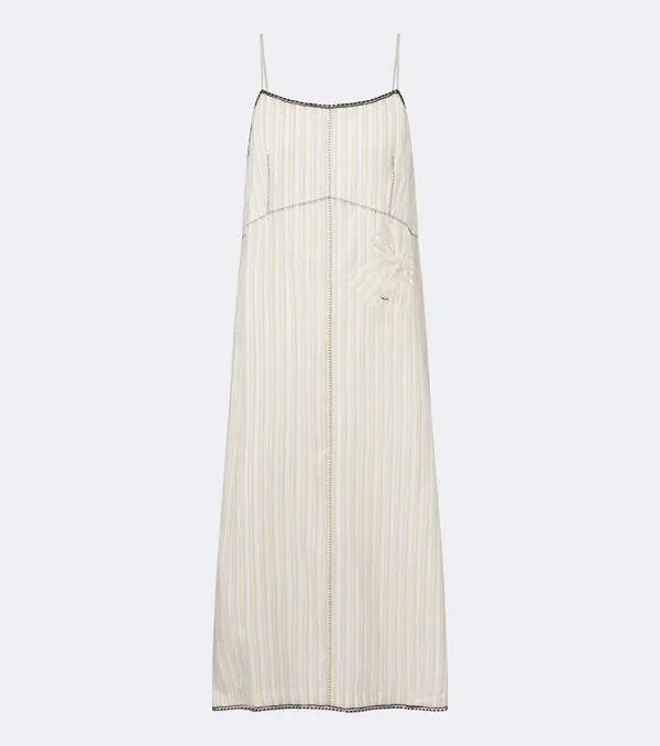 Prada Lace-trimmed Striped Maxi Dress - Yellow