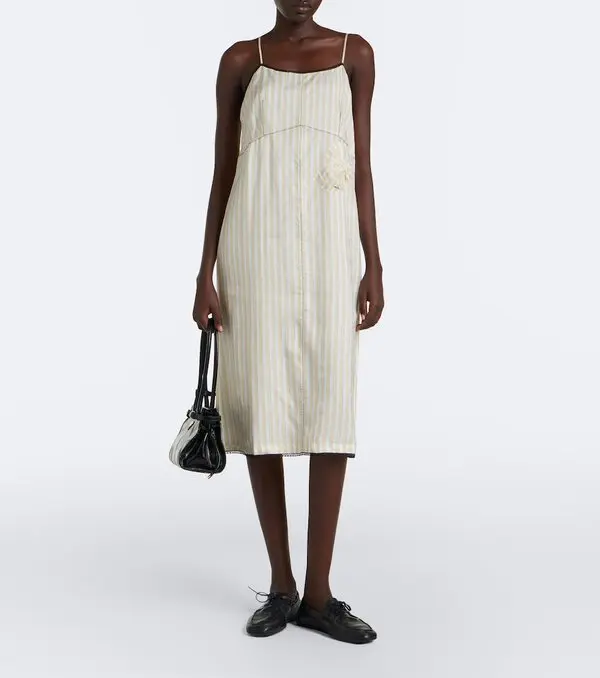 Prada Lace-trimmed Striped Maxi Dress