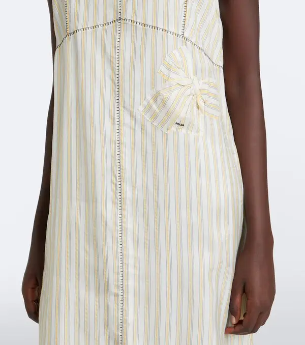 Prada Lace-trimmed Striped Maxi Dress