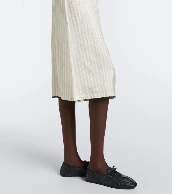Prada Lace-trimmed Striped Maxi Dress