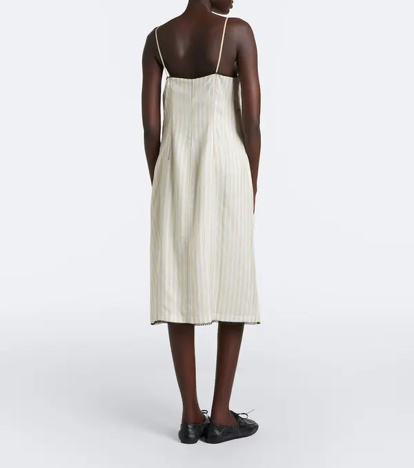 Prada Lace-trimmed Striped Maxi Dress