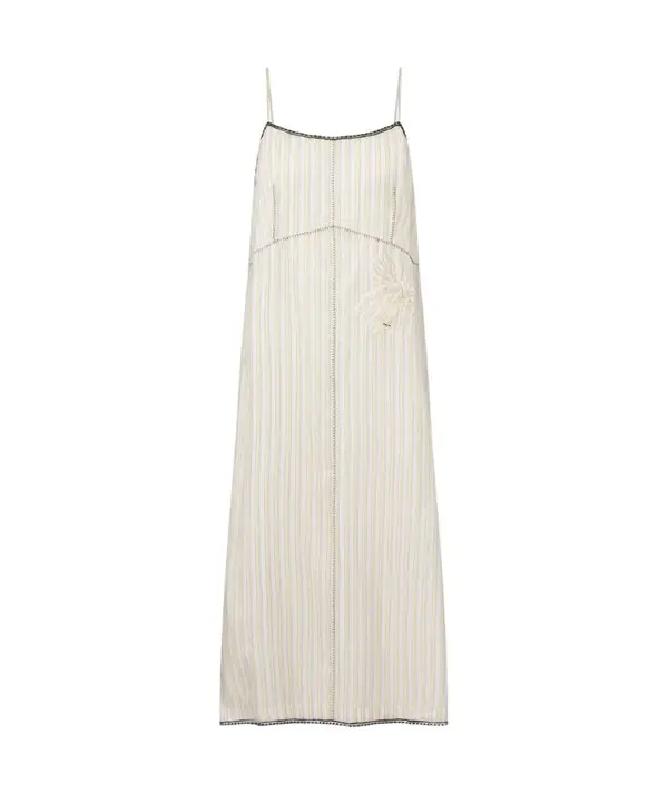 Prada Striped Midi Dress With Bow Detail - Yellow