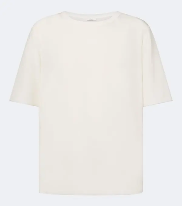 JOSEPH Rubin Silk T-shirt In Ivory - White