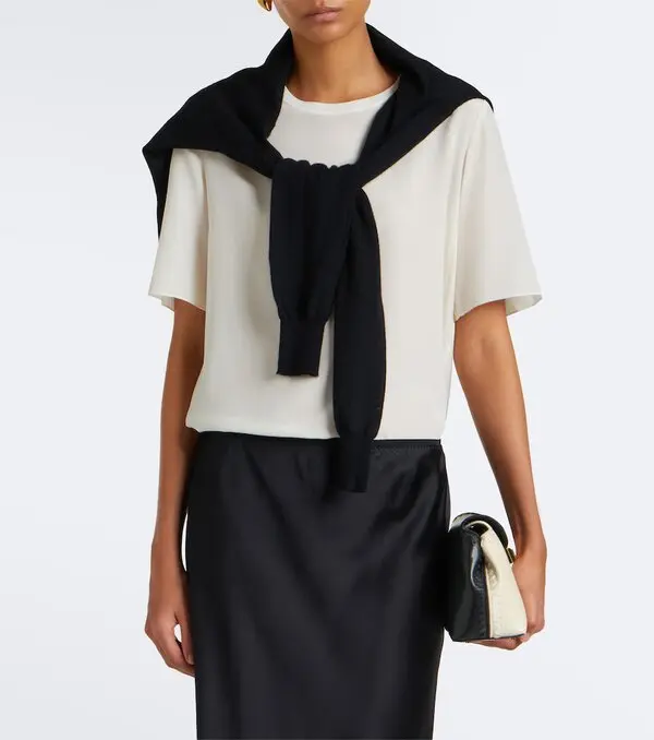 JOSEPH Rubin Silk T-shirt In Ivory - White