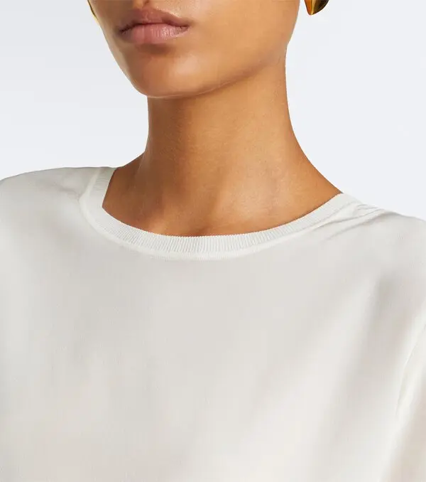 JOSEPH Rubin Silk T-shirt In Ivory - White