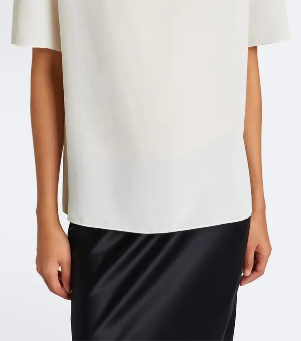 JOSEPH Rubin Silk T-shirt In Ivory - White