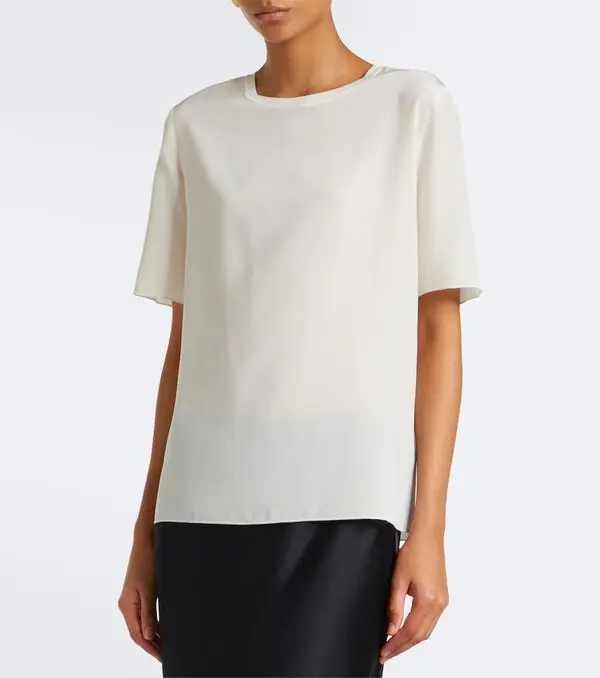 JOSEPH Rubin Silk T-shirt In Ivory - White