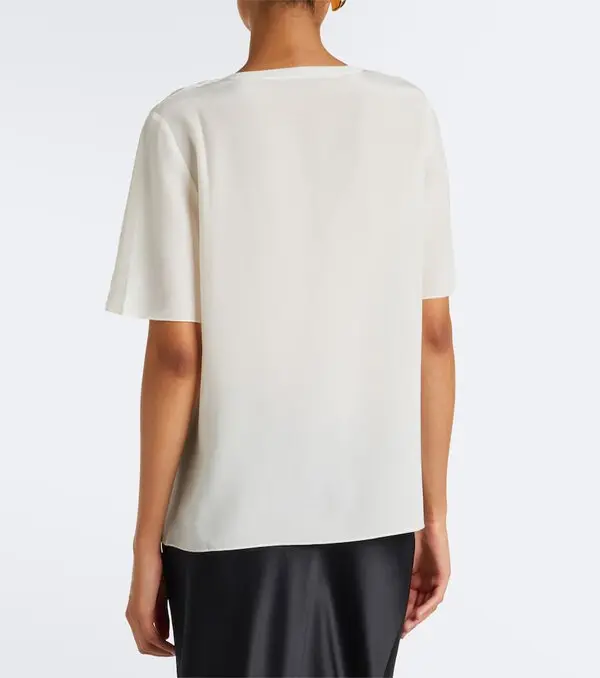 JOSEPH Rubin Silk T-shirt In Ivory - White