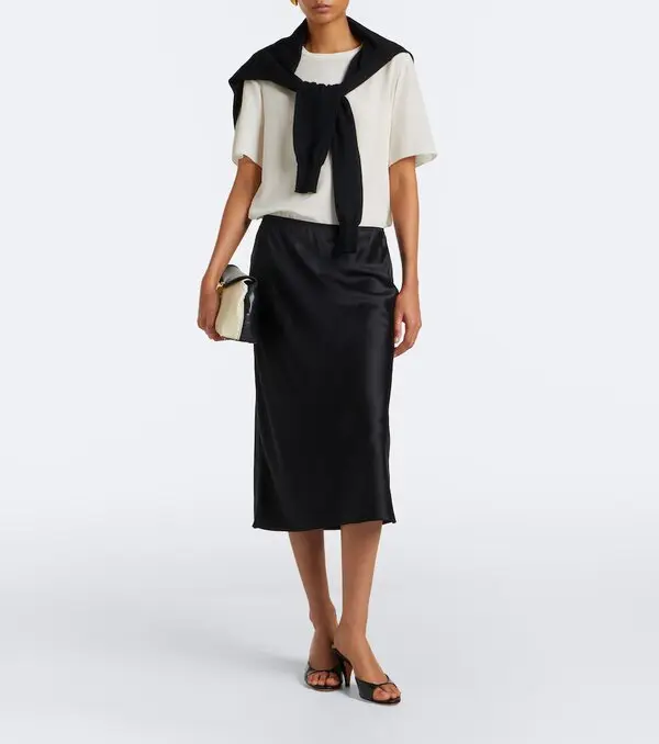 JOSEPH Rubin Silk T-shirt In Ivory - White