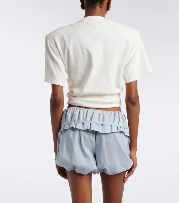 Magda Butrym Belted Striped Cotton And Silk Shorts