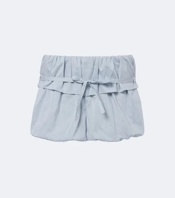 Magda Butrym Belted Striped Cotton And Silk Shorts - Blue