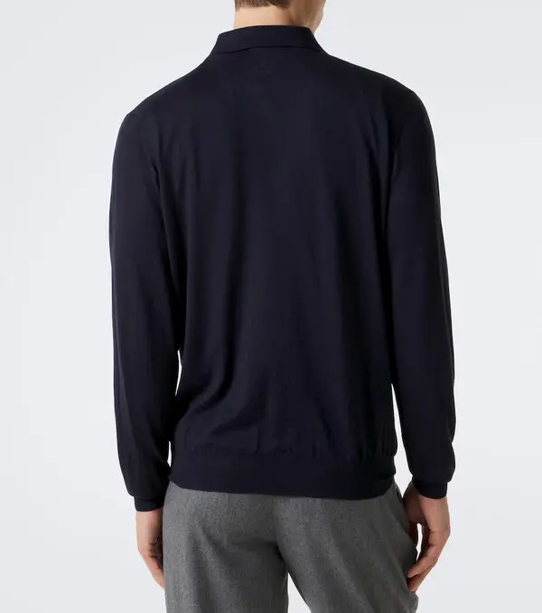 LARDINI Wool, Silk, And Cashmere Zip Polo Sweater