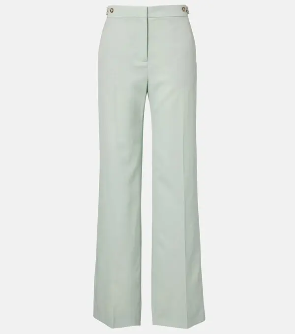 Stella McCartney Wool Straight Leg Trousers - Blue