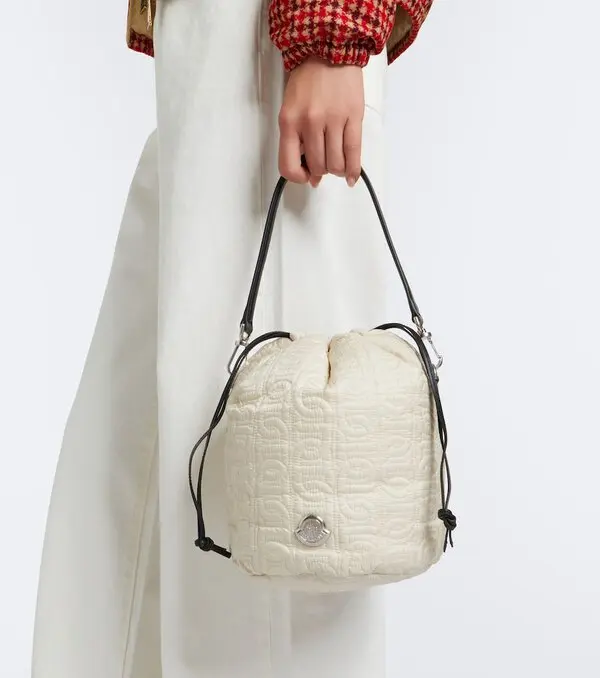 Moncler Caradoc Quilted Bucket Bag - White