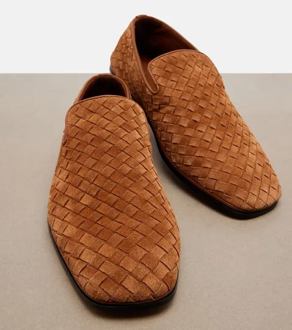 Bottega Veneta Intrecciato Suede Loafers
