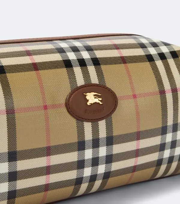 Burberry Check Canvas Toiletry Bag - Brown