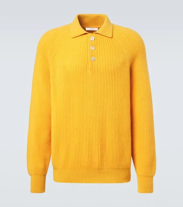 UMIT BENAN Diana Cashmere Polo Sweater - Yellow