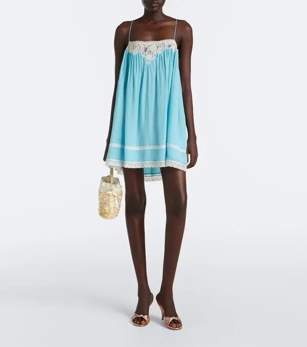 DÔEN D�en Clemente Lace-trimmed Silk Minidress