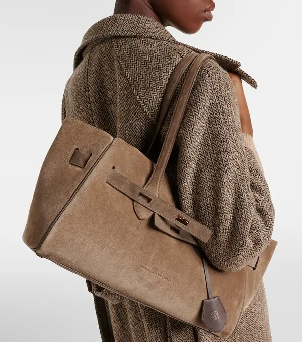 Brunello Cucinelli Medium Suede Shoulder Bag
