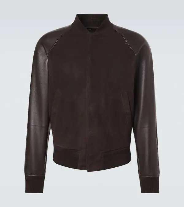 TOM FORD Leather And Suede Bomber Jacket - Brown