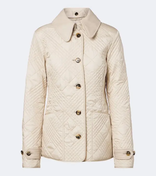 Burberry Fernleigh Leather-trimmed Quilted Jacket - Beige