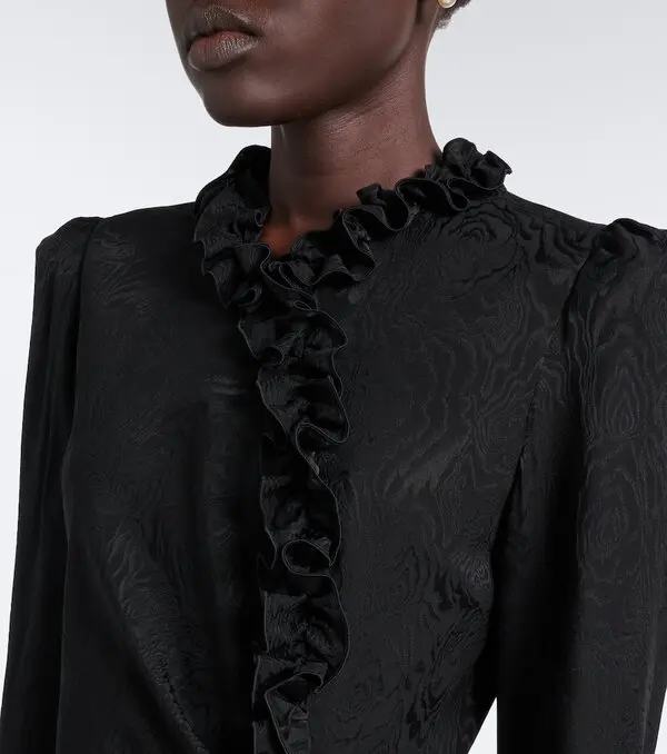 Alessandra Rich Bow-detail Ruffled Silk Moir� Minidress