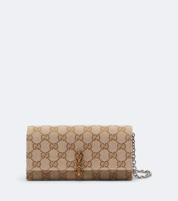 Gucci Dionysus Gg Canvas Wallet On Chain - Beige