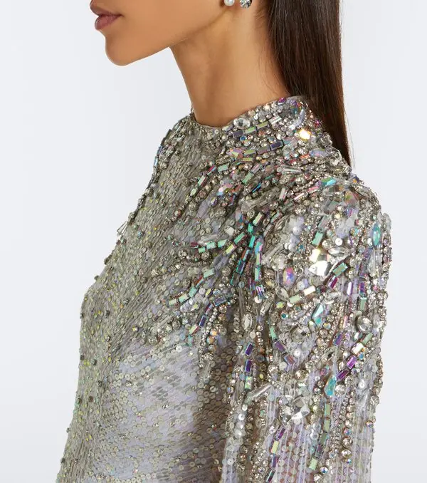 Jenny Packham Dakota Embellished Cape Gown