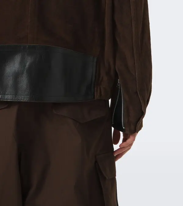Sacai Leather-trimmed Suede Blouson Jacket