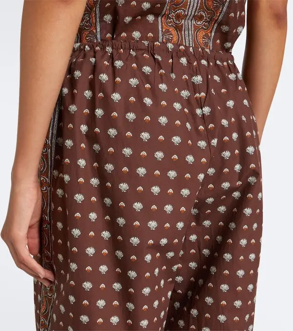 DÔEN Yarrow Printed Cotton Tapered Pants - Brown