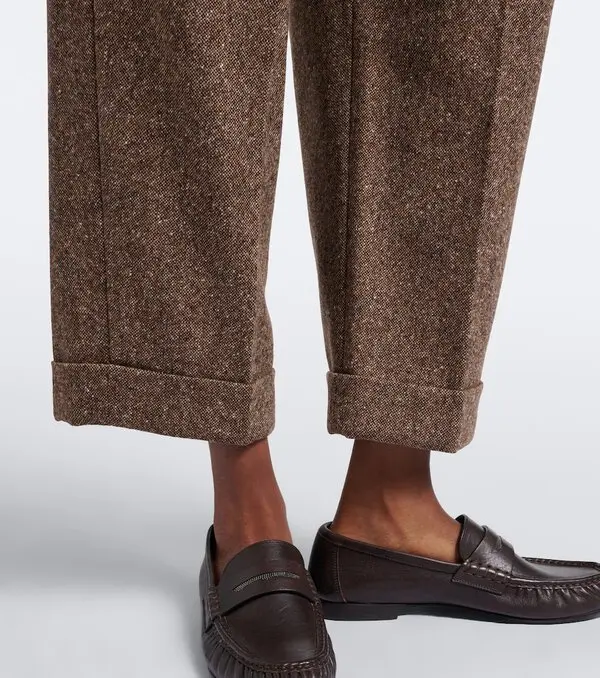 Brunello Cucinelli High-rise Wool-blend Straight Pants