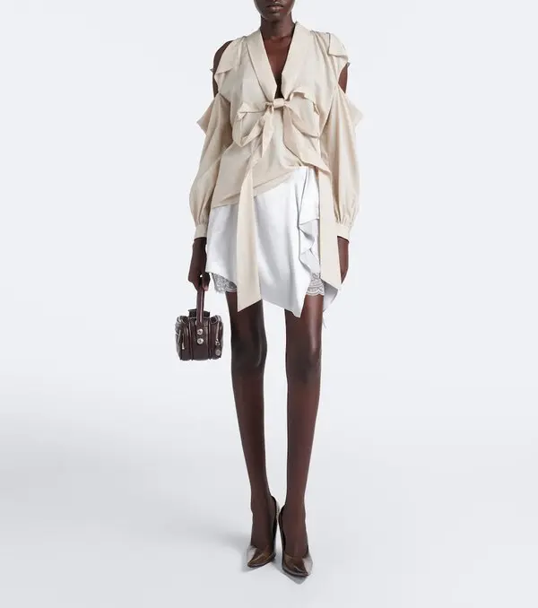 Acne Studios Lace-trimmed Satin Miniskirt - Blue
