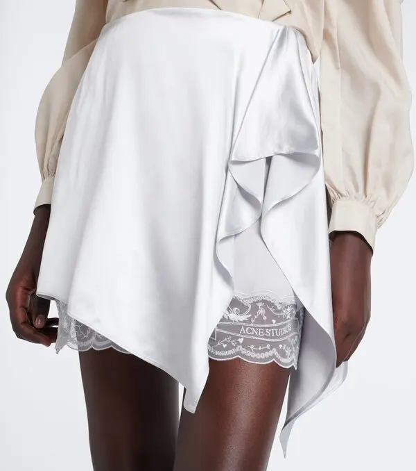 Acne Studios Lace-trimmed Satin Miniskirt - Blue