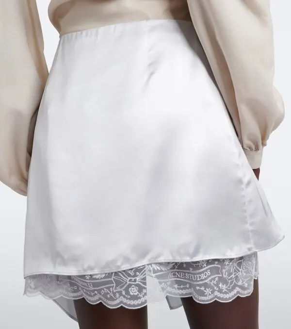 Acne Studios Lace-trimmed Satin Miniskirt - Blue