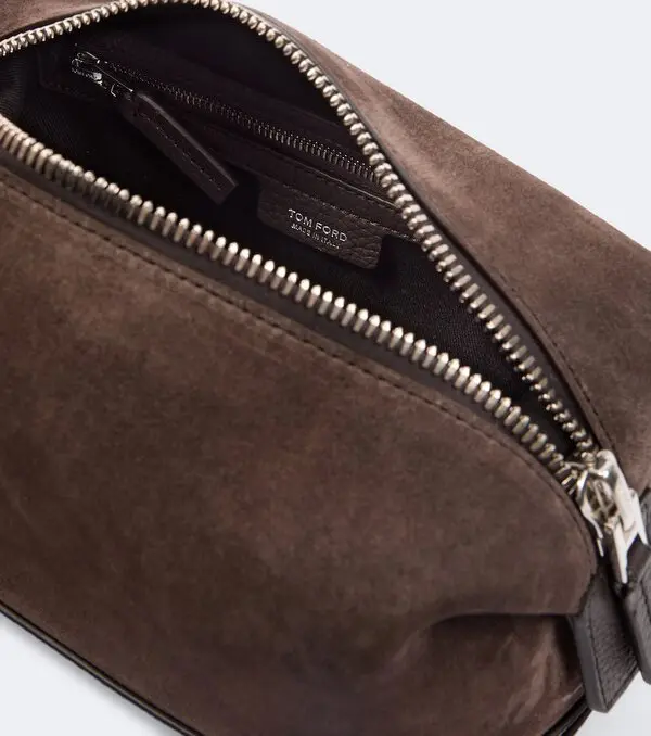TOM FORD Suede Toiletry Bag With Leather Trim