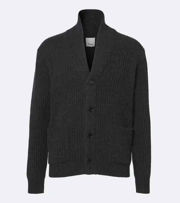 ALLUDE Ribbed-knit Wool And Cashmere Cardigan - Grey