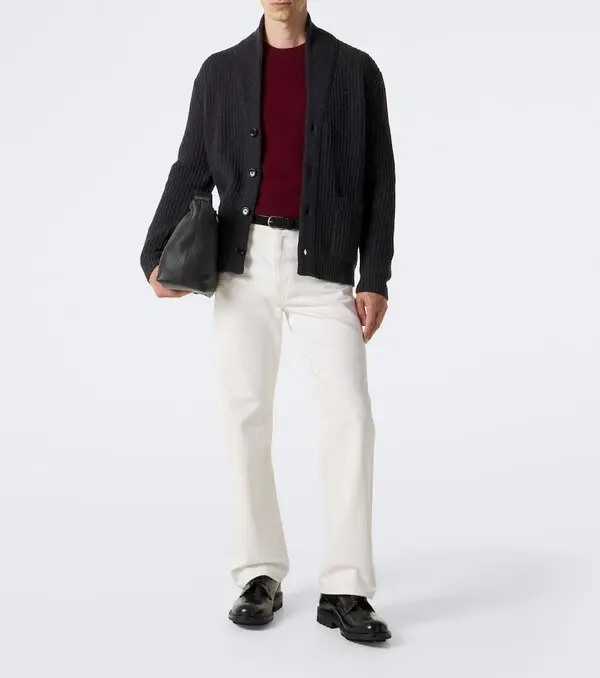 ALLUDE Ribbed Wool And Cashmere Cardigan