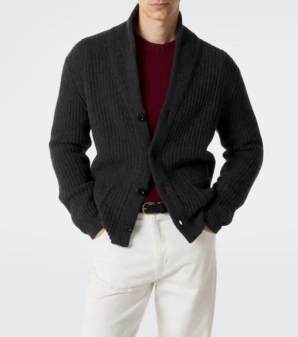 ALLUDE Ribbed Wool And Cashmere Cardigan