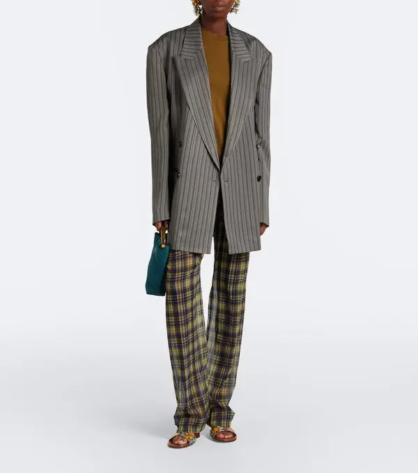 Dries Van Noten Semi-sheer Checked Wide-leg Pants