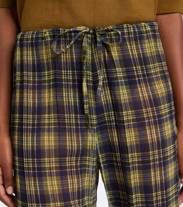 Dries Van Noten Semi-sheer Checked Wide-leg Pants