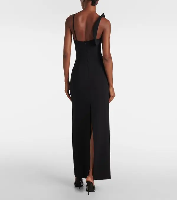 Magda Butrym Floral-appliqué Wool-blend Gown - Black