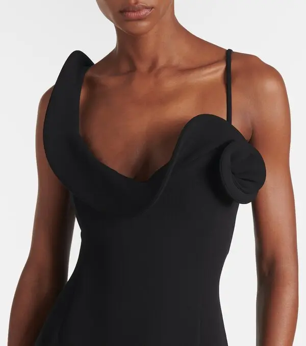 Magda Butrym Floral-appliqué Wool-blend Gown - Black