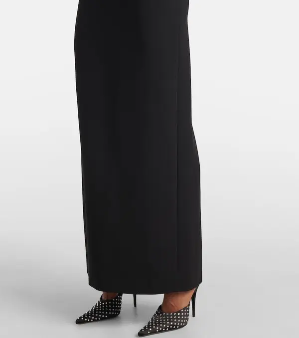Magda Butrym Floral-appliqué Wool-blend Gown - Black