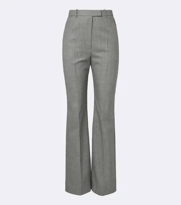 Alexander McQueen Wool Straight Leg Trousers - Grey